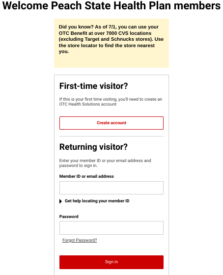 Peach State Health Plan 2023 | CVS | OTCHS | Member Benefits